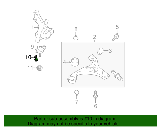 Genuine Lower Ball Joint Bolt for 2007-2012 Hyundai Elantra | Part ...