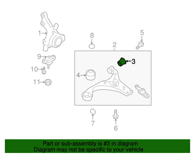 54551-2H000 - Lower Control Arm Front Bushing - 2007-2012 Hyundai ...