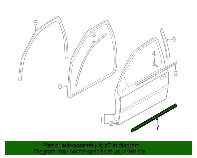 87722-FD000XX - Side Molding 2003-2005 Kia Rio | Kia.Parts Store