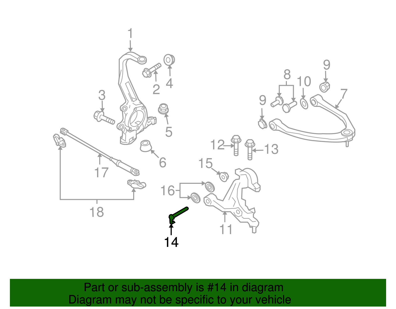 2009-2025 Nissan Lower Control Arm Pin 54580-EG00A | Bill Kay Nissan Parts