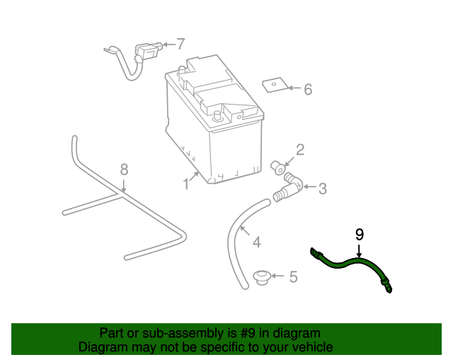 207-540-00-30 - Body Electrical Ground Strap 2010-2011 Mercedes-Benz E ...