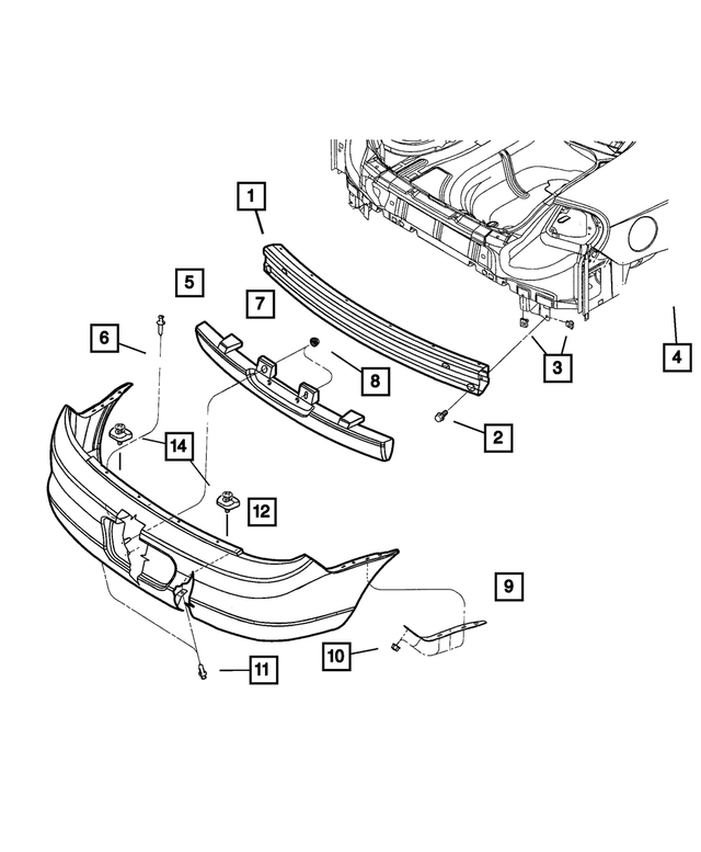 2001-2002 Dodge Neon Rear Fascia 5012901AD | My Mopar Parts