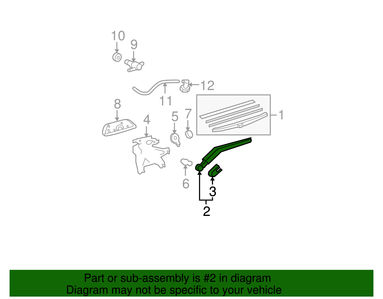 85241-02050 - Back Glass Wiper Arm (Rear) 2009-2025 Toyota | Longo ...