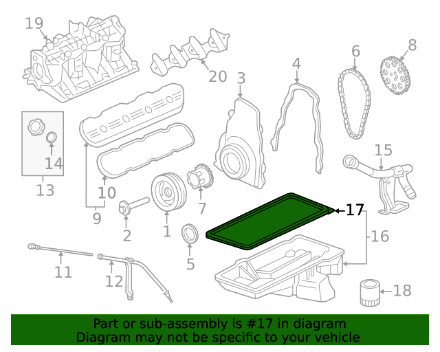 2005-2014 GM Engine Oil Pan Gasket (Replaces Part Number 12593252 ...