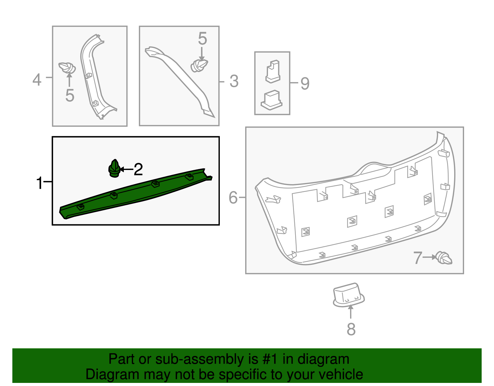 Genuine Toyota Upper Molding part# 64783-0T011-B0 for 2009-2015 Toyota ...