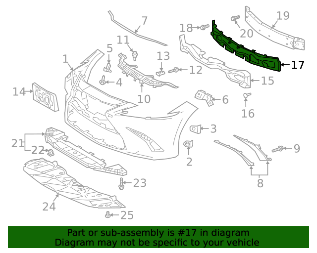 52148-06101 - Bumper Impact Absorber Bracket 2019-2024 Lexus ...