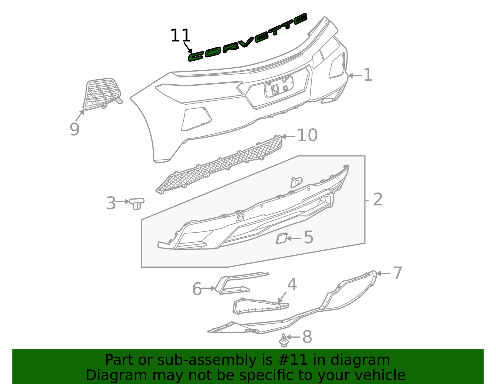 2020-2025 Chevrolet Corvette Rear Bumper Fascia Vehicle Name Plate ...