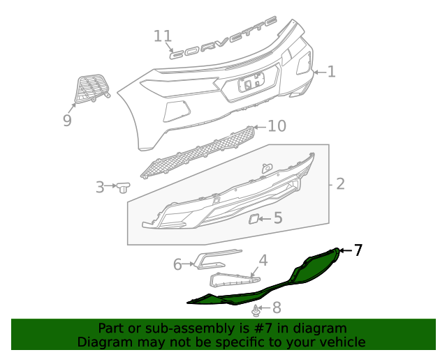2020-2025 Chevrolet Corvette Diffuser 85525476 GM | GMPartsDirect.com