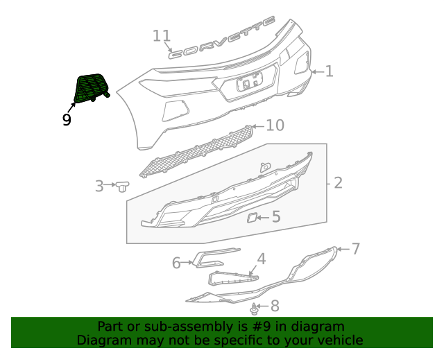 2020-2023 Chevrolet Corvette Carbon Flash Driver Side Rear Bumper ...