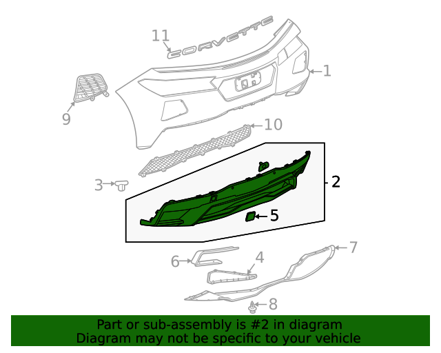 2020-2024 Chevrolet Corvette Carbon Flash Metallic Rear Lower Bumper ...