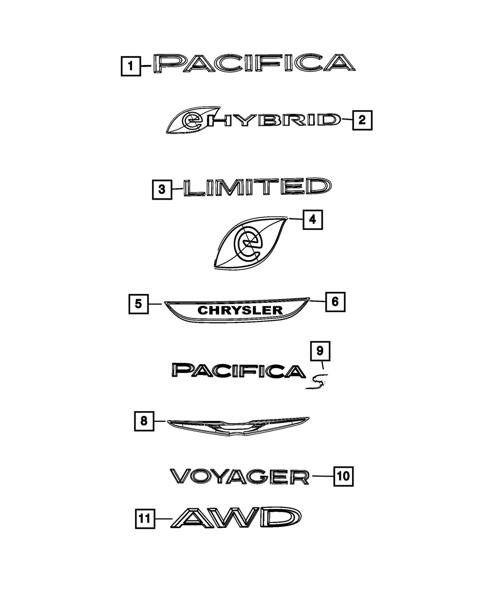 2021-2025 Chrysler Awd Nameplate 68445297AA | Canada Mopar® Estores