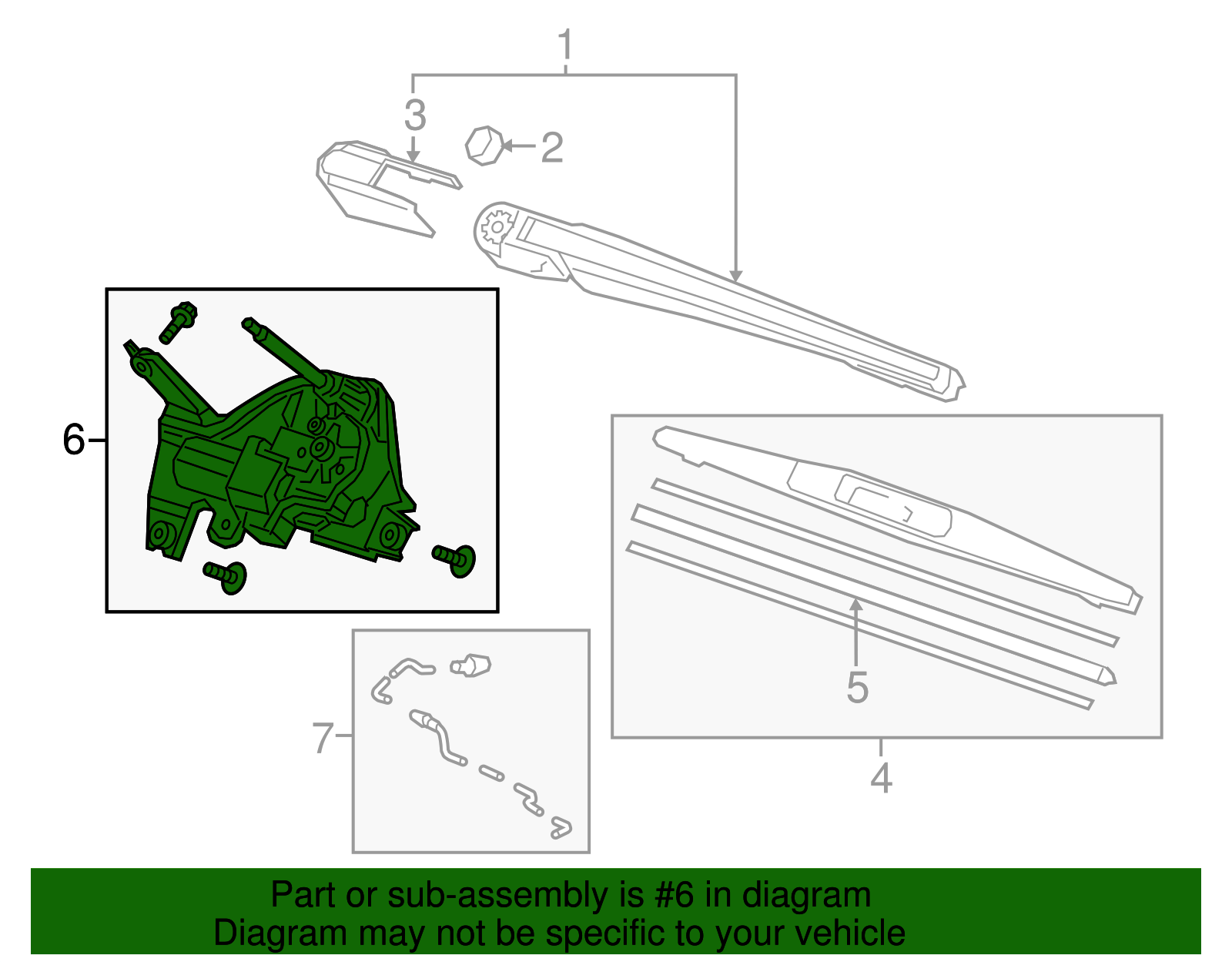 76700-T7W-A01 - 2019-2022 Honda HR-V - Motor Assembly Rear Windshield Wiper | Genuine Honda Parts