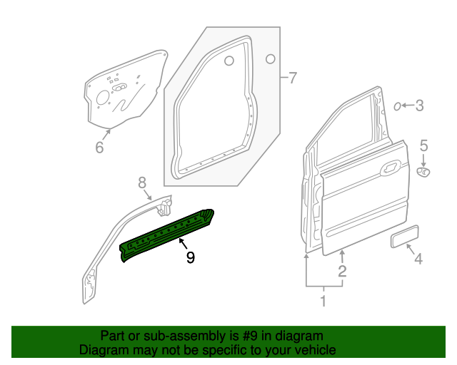 72327-S9V-A01 - Lower Weather-Strip 2003-2008 Honda Pilot | Honda Parts ...