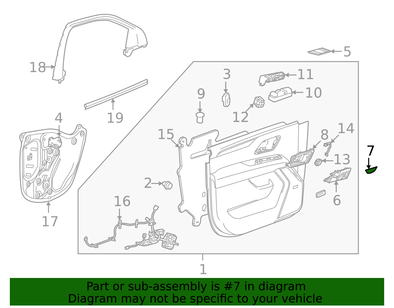 2018-2025 GM (Replaces 84982809) Jet Black Interior Door Handle Cap ...