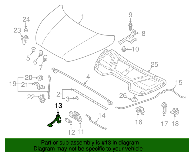 81140-2S000 - Hood Safety Catch 2010-2015 Hyundai Tucson | AutoNation Parts