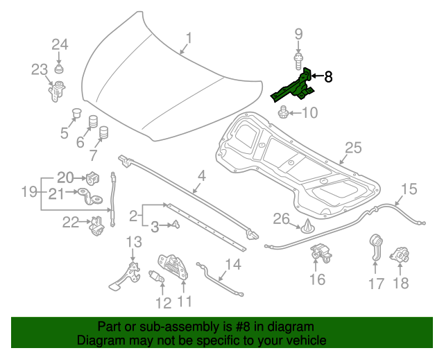 2010-2015 Hyundai Tucson Hood Hinge 79110-2S000 | QuirkParts