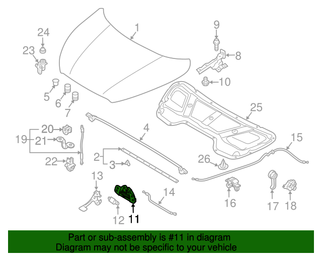 2010-2015 Hyundai Tucson Hood Latch 81130-2S000 | AutoNationParts.com