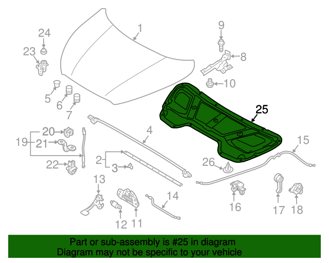 2010-2012 Hyundai Tucson Hood Insulation Pad 81125-2S000 ...