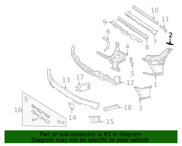 223-885-29-00 - Bumper Cover Support Rail Bracket 2021-2023 Mercedes ...
