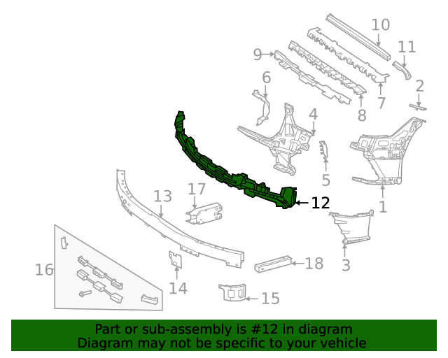 223-880-62-01 - Bumper Impact Absorber 2021-2024 Mercedes-Benz ...