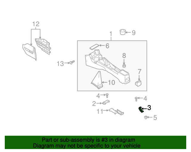 84680-FD000 - Front Console Rear Bracket 2003-2005 Kia Rio | Kia.Parts ...