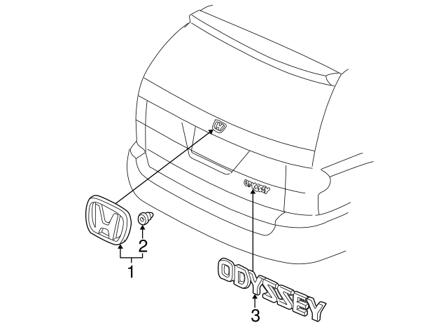 75722-S0X-A00 - Emblem, Rear (Odyssey) 1999-2004 Honda Odyssey | Honda ...