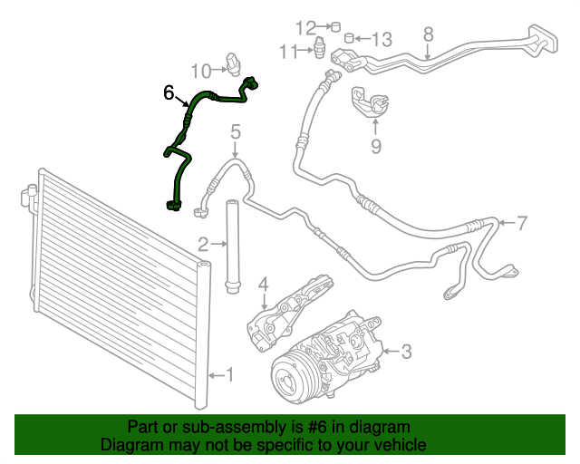 64-50-6-842-309 - A/C Refrigerant Liquid Hose 2014-2019 BMW ...