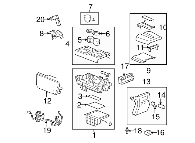 Pushbutton,F/Flr Cnsl Compt Dr Lat Ebony 19328701 | GM Parts Center