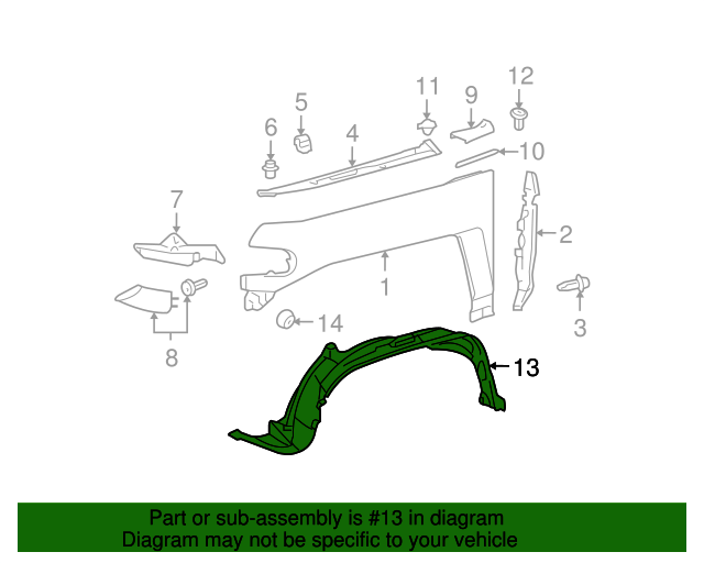 2007-2014 Toyota FJ Cruiser Fender Liner 53808-35111 | Toyota Parts Center