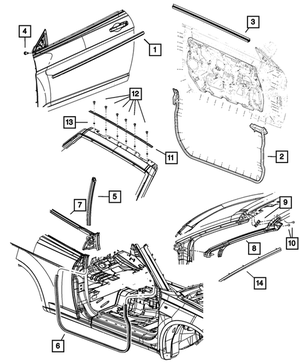 2007-2014 Chrysler Header And A Pillar Weatherstrip 4389633AK | Mopar ...