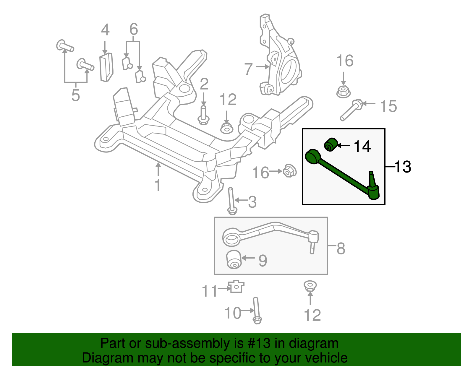 2008-2014 GM Front Passenger Side Lower Suspension Control Rear Arm ...