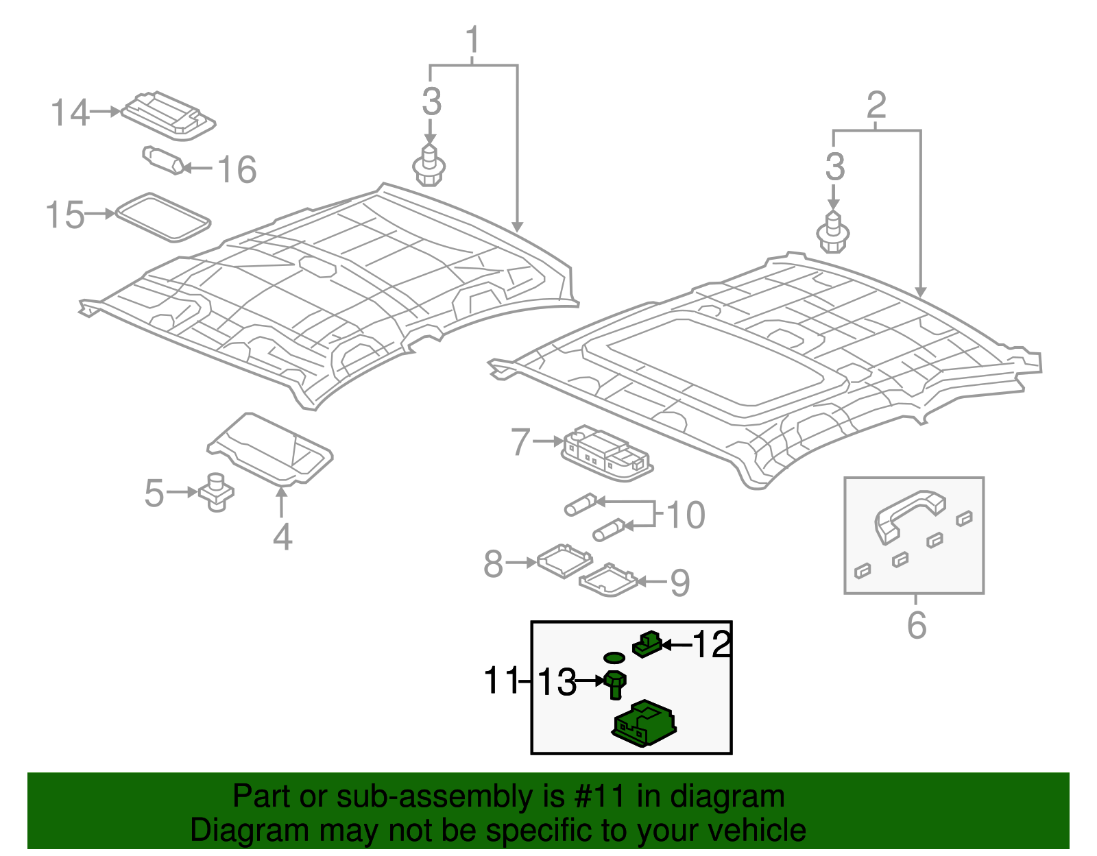 35830-SWA-A71ZF - Switch Assembly Sunroof & Map Light *NH220L* (Clear ...