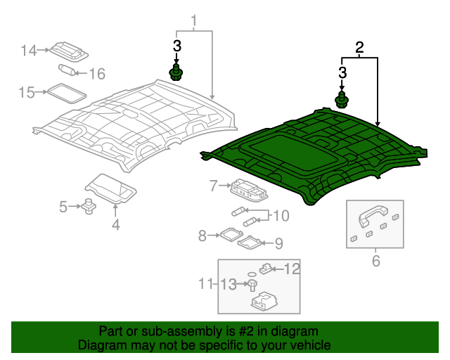 2012 Honda Civic Lining Assembly, Roof *NH686L* (Normal) (Warm Gray ...