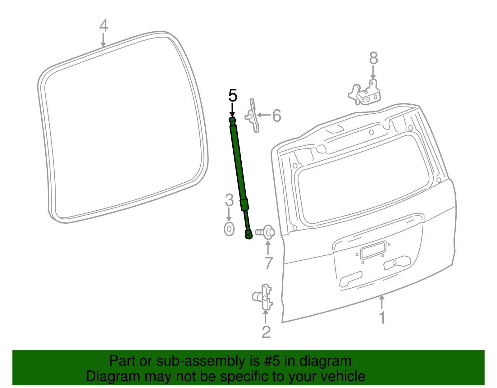 2015-2020 GM Lift-Gate Lift Support 84829916 GM | GMPartsDirect.com