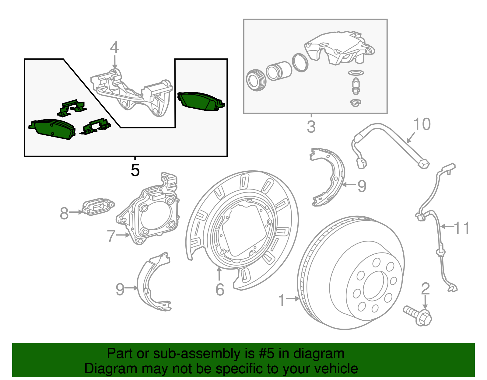 2014-2020 GM (Replaces 84176464) Rear Disc Brake Pad Set with Clips ...