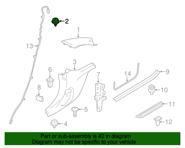7147129317 - 2007-2023 BMW Body A-Pillar Trim Panel Clip (07-14-7-129 ...