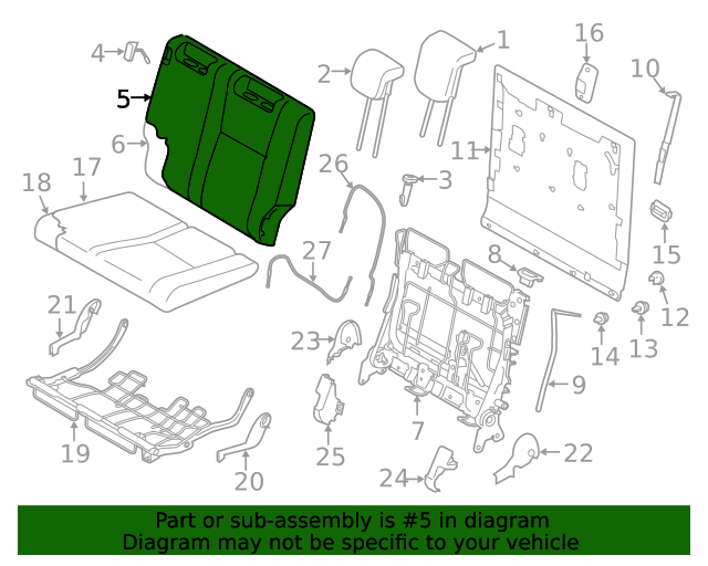 2019-2022 Subaru Ascent Seat Back Cushion Cover 64550XC01AVH ...