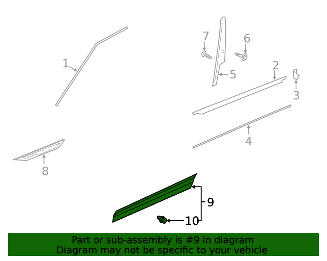 LR164826 - Door Molding 2020-2023 Land Rover Range Rover Evoque ...