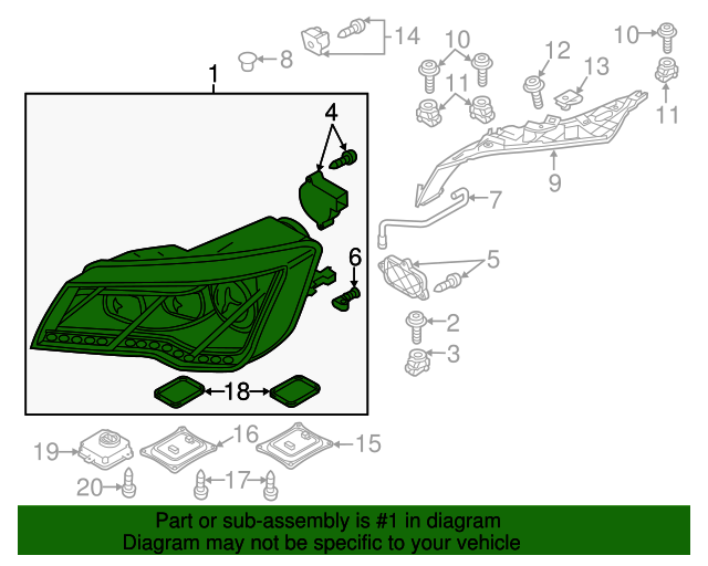 2014-2015 Audi RS7 Composite Headlamp 4G8-941-774-H | Audi USA Parts