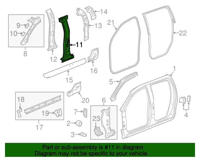 2015-2022 GM Passenger Side Center Pillar Outer Panel Reinforcement ...