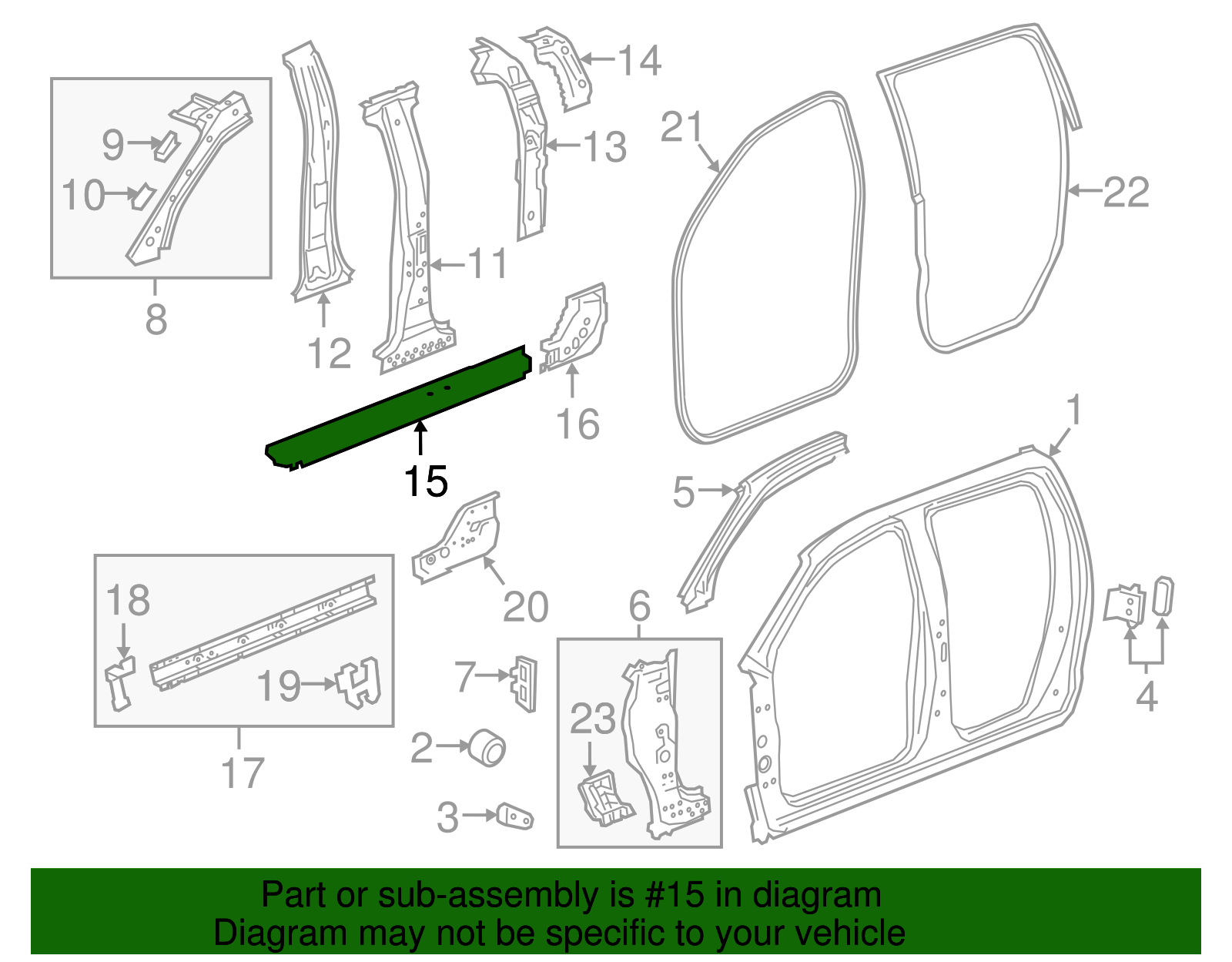2015-2022 GM Passenger Side Rocker Outer Panel Reinforcement 84053111 ...