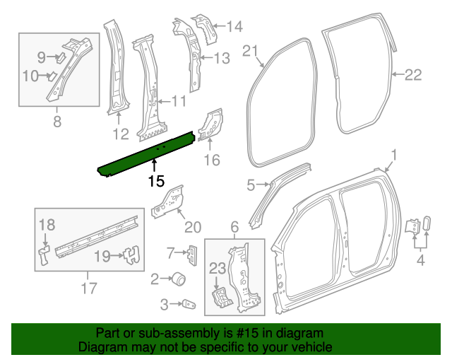 2015-2022 GM Passenger Side Rocker Outer Panel Reinforcement 84053111 ...