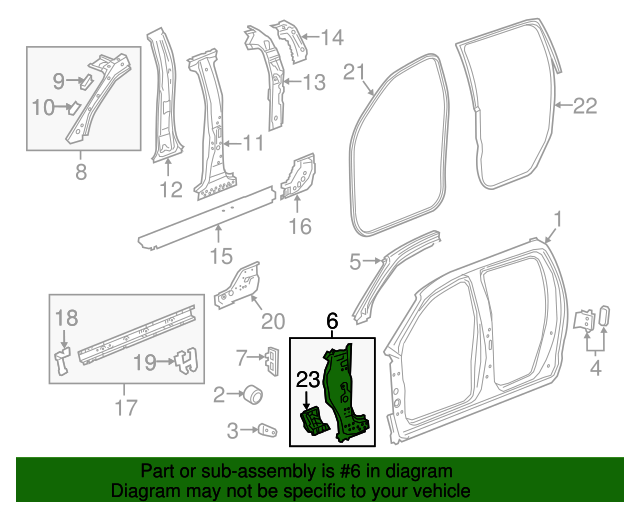 2015-2022 GM Passenger Side Body Hinge Pillar Outer Panel Reinforcement ...