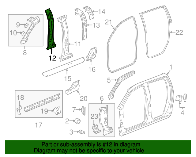 23158818 GM Driver Side Center Pillar Inner Panel | GM Parts Store