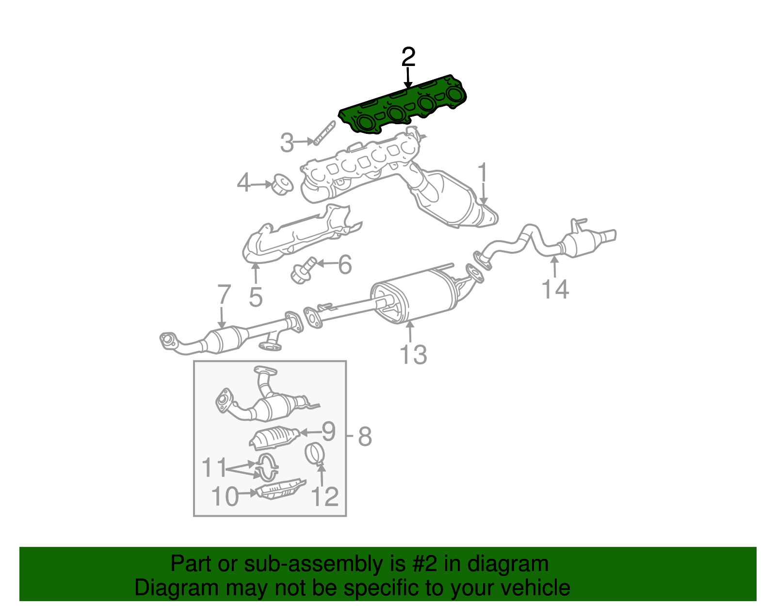 Genuine Toyota Manifold Gasket part# 17173-50030 for 2004-2009 Toyota ...