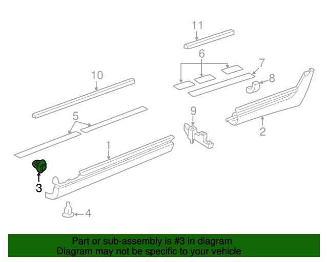 75495-30030 - Body Side Molding Clip - 2001-2006 Lexus LS430 | MyLexusParts