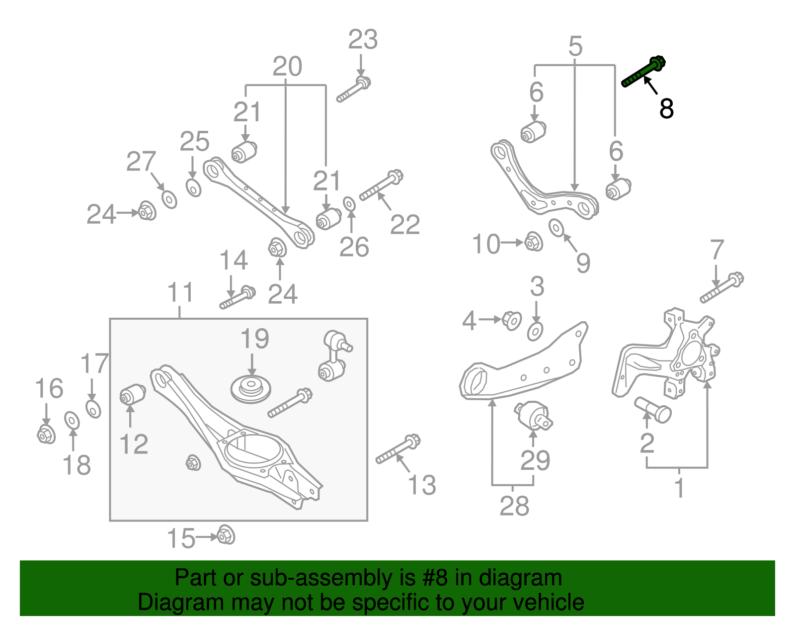 Genuine Ft Upper Control Arm Inner Bolt for 2010-2024 Hyundai | Part ...