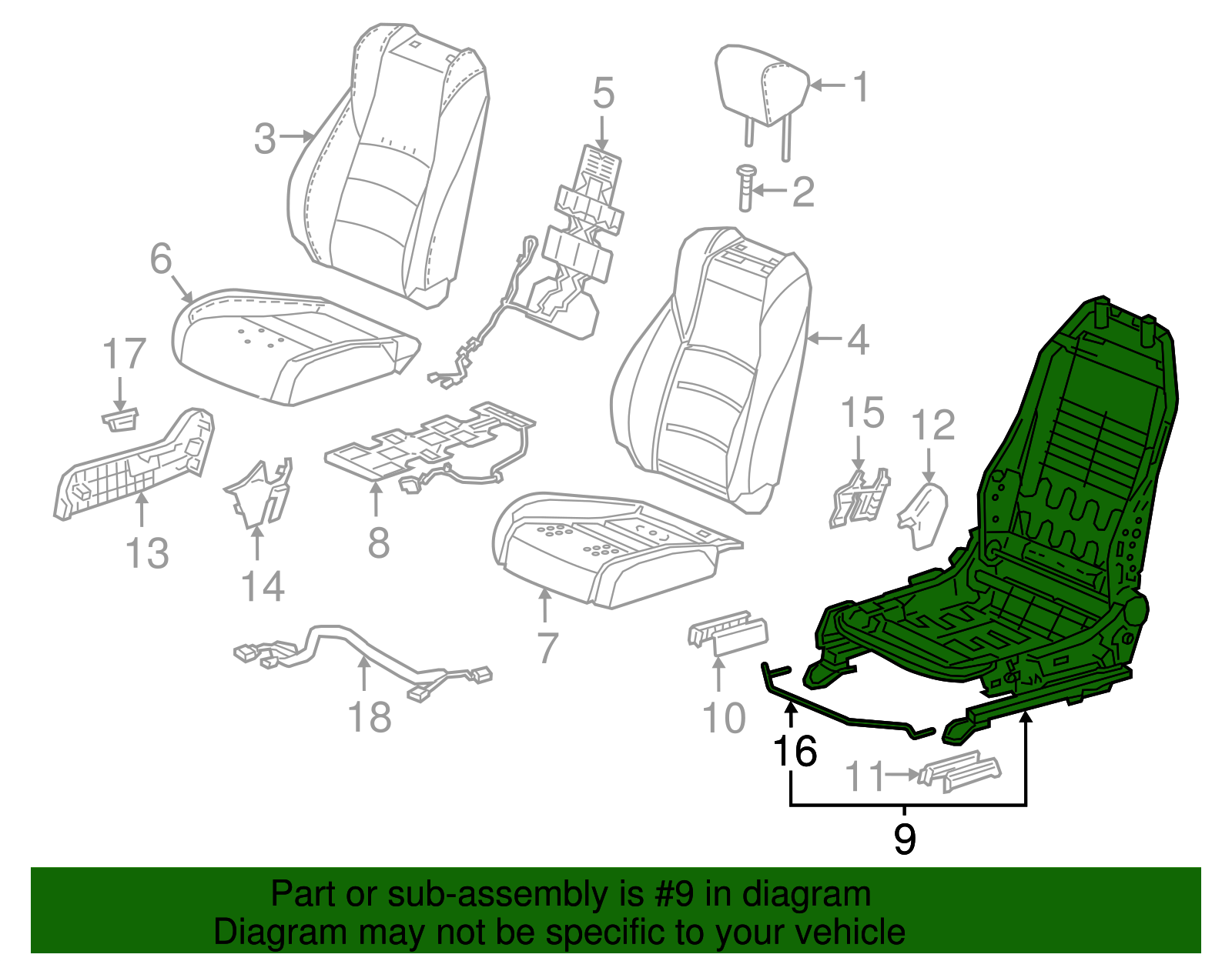2016-2022 Honda Seat Frame 81126-TLA-C01 | Honda Factory Parts