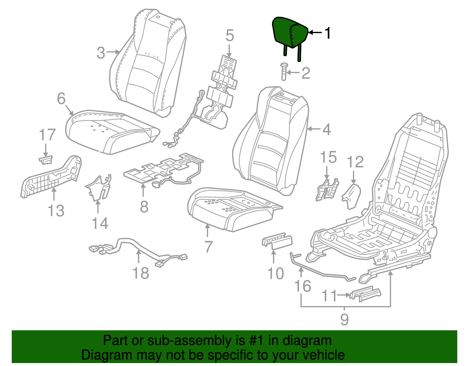 81140-TVA-A21ZB - 2018-2019 Honda Accord - Headrest Assembly Front ...