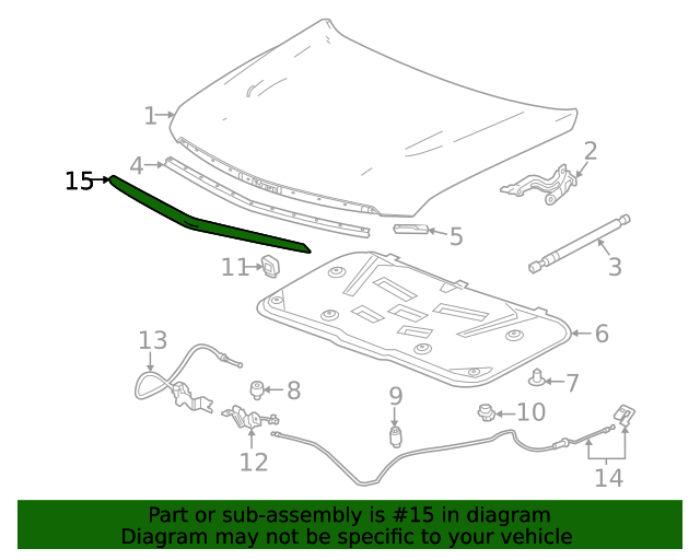 2021-2024 Cadillac Galvano Silver Hood Front Molding 84731887 ...